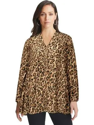 JESSICA LONDON Georgette Hi-low Tunic - Natural Bold Leopard