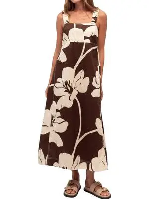 LABEL OF LOVE Bloom Floral Cotton Maxi Dress - Chocolate