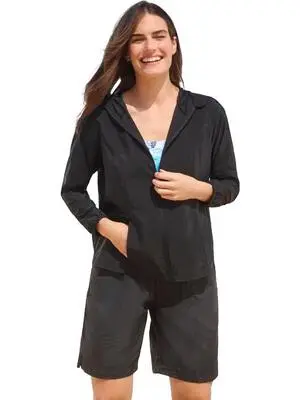 SWIM 365 Hooded Taslon Cover Up - Black