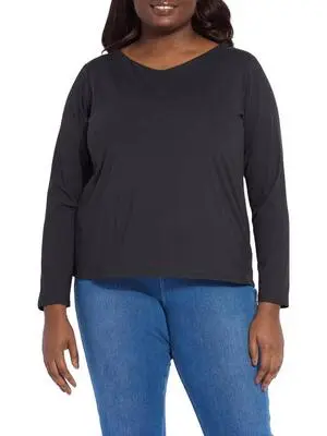 Lyssé Essential V-neck Long Sleeve Top - Black