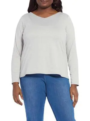 Lyssé Essential V-neck Long Sleeve Top - Light Grey Melange