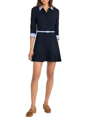 Cinq À Sept Lucilla Striped Belted Shirt Dress - Navy/blue Stripe