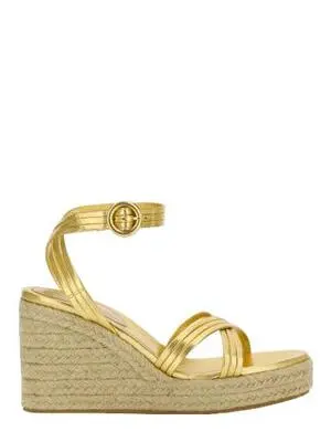 GIANVITO ROSSI Lianne Beach Espadrille Wedge Sandals - Gold Nappa
