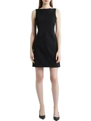 Theory Stretch Wool Boat Neck Minidress - Black