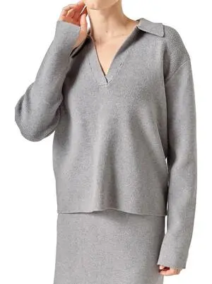 English Factory Oversize Johnny Collar Sweater Grey