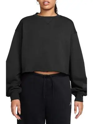 JORDAN Oversized Fleece Crop Sweatshirt - Black/dark Smoke Grey