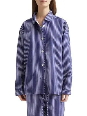 NACKIYE Life Is A Beach Stripe Poplin Pajama Shirt - Sailor Stripe