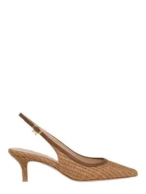 GIANVITO ROSSI Minorca Raffia Slingbacks - Brown - Raffia