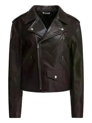 Auralee Leather Biker Jacket - Brown