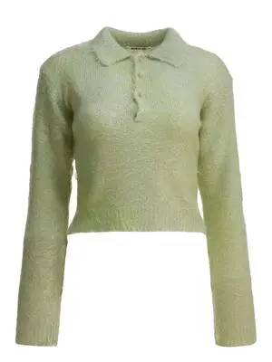 Auralee Brushed Wool Polo Sweater - Green