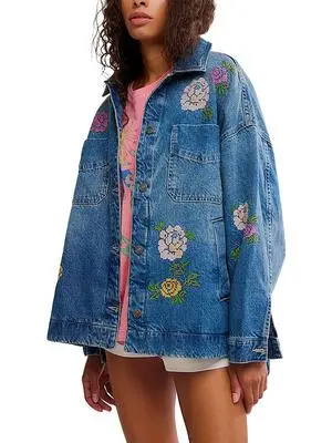 Free People Madison City Embroidered Jacket - Cowboy