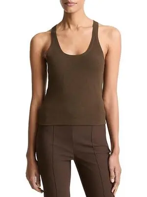 Vince Stretch Scoop Neck Tank Top - Dark Bark