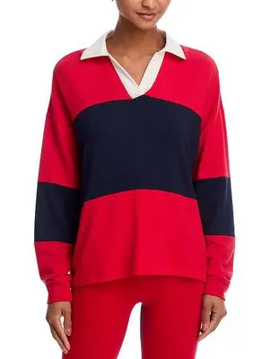 Splits59 Katie Fleece Rugby Sweatshirt - Pirate Red/indigo