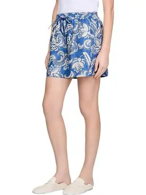 Sandro Floral Print Shorts - Blue / Ecru