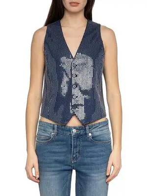 Zadig&Voltaire Emaux Sequin Waistcoat - Marine