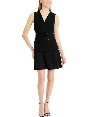 LUXELY Belted Minidress Black