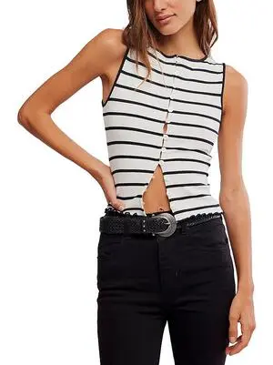 Free People Striped Tank Top - Black/white
