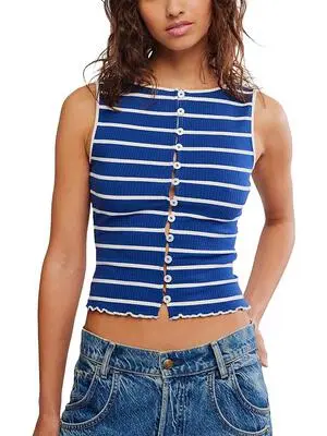Free People Striped Tank Top - Navy Combo