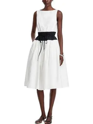 AREA STARS Two Tone Cotton Dress - White Black