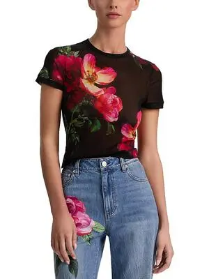 Alice + Olivia Tess Crewneck Tee - Empress Bloom Black