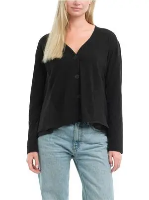 WILT CLOTHING Button-Front Mixed Cardigan Black