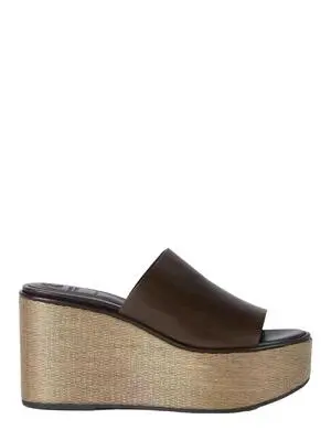Brunello Cucinelli Platform Leather Sandals - Brown