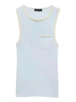 Prada Contrast-trim Tank Top - Blue