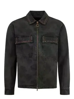 PLEASURES Studded Chest-pocket Overshirt - Black
