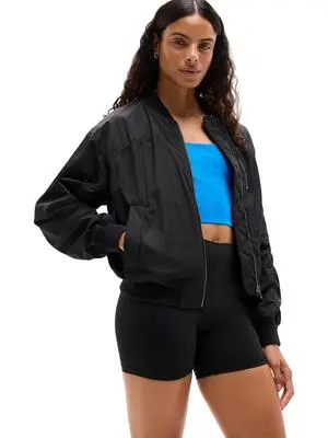 Athleta Citybound Relaxed Bomber Jacket - Black