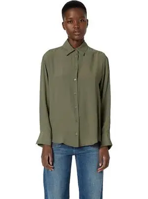 Gerard Darel Agathe Long Sleeve Shirt - Medium Khaki