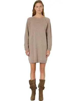 Gerard Darel Loma Button-shoulder Knitted Mini Dress - Sand