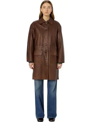 Gerard Darel Madyson Long Leather Jacket - Cigar