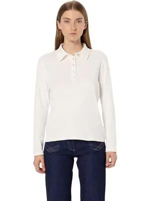 Gerard Darel Hania Rhinestone Button Polo Shirt - Ecru