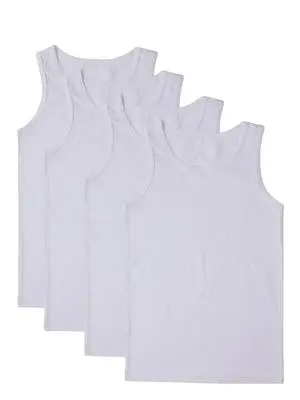 MEMOI 4 Pack Cotton Rich Tank Top Undershirt - White