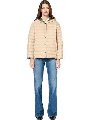 Gerard Darel Serena Quilted Hooded Reversible Jacket - Sand