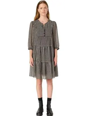 Gerard Darel Lira Tiered Polka Dot Dress - Black