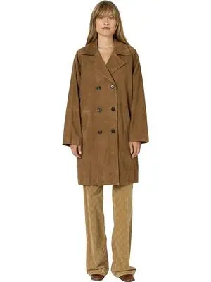 Gerard Darel Manon Suede Double-breasted Jacket - Camel