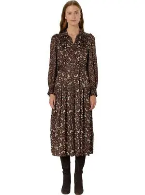 Gerard Darel Lolita Long Sleeve Shirt Dress - Brown