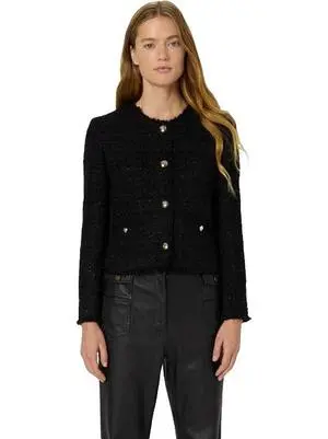 Gerard Darel Nessa Cropped Tweed Jacket - Black