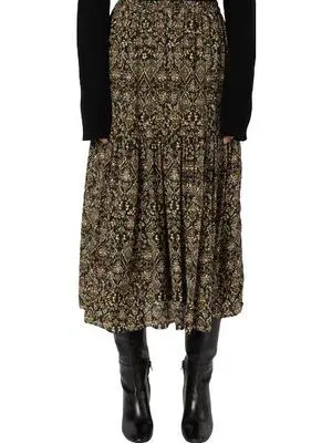 GERARD DAREL Billie Flared Printed Midi Skirt