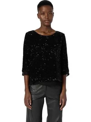 Gerard Darel Alienor Sequin Top - Black