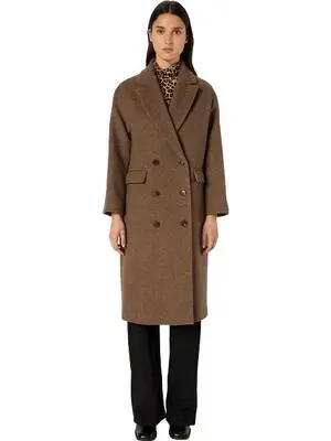 Gerard Darel Mady Double-breasted Mid-length Coat - Brown