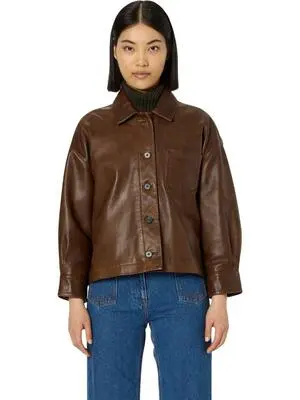 Gerard Darel Nicole Leather Button-front Jacket - Brown
