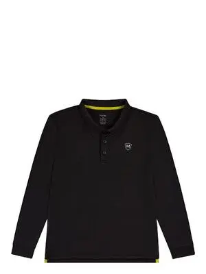 MEMOI Silky Dri-effect Long Sleeve Polo Shirt Black