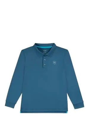 MEMOI Silky Dri-effect Long Sleeve Polo Shirt Blue Nights
