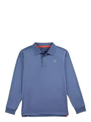MEMOI Silky Dri-effect Long Sleeve Polo Shirt Moonlight Blue