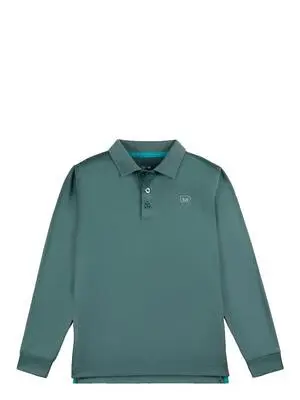 MEMOI Silky Dri-effect Long Sleeve Polo Shirt Pine Green