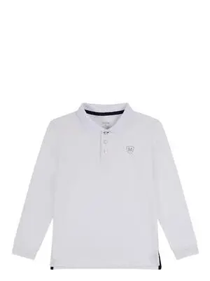 MEMOI Silky Dri-effect Long Sleeve Polo Shirt White