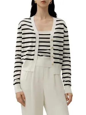 Lilysilk Striped Knit Cardigan Set - Black&white Stripes
