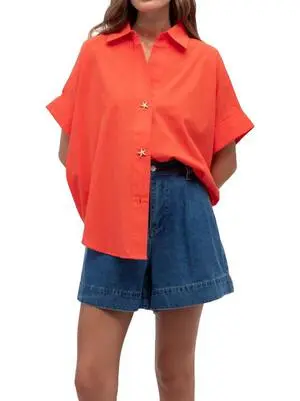LABEL OF LOVE Shell Button Shirt - Tangerine